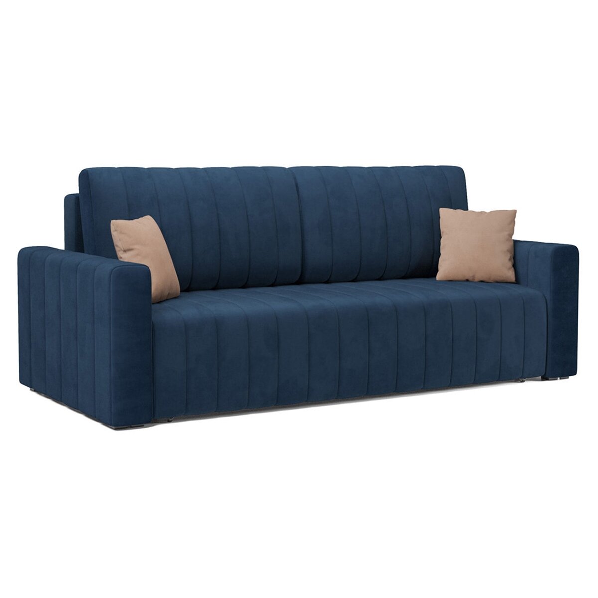 Диван Сток Диванов Сан-Ремо Denim темно-синий, механизм еврокнижка, с ящиком для хранения