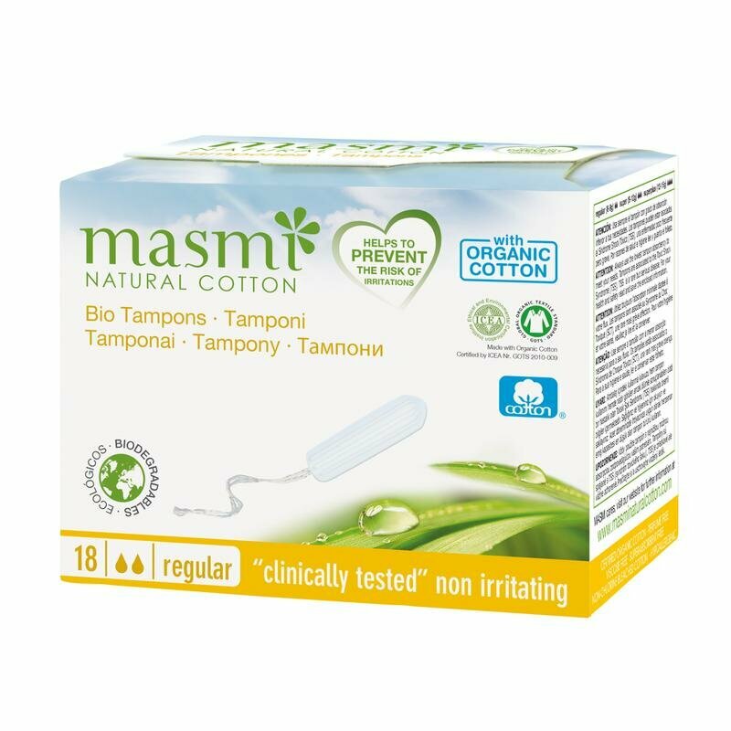 Тампоны из натурального органического хлопка Masmi Natural Cotton "Regular" 18 штук