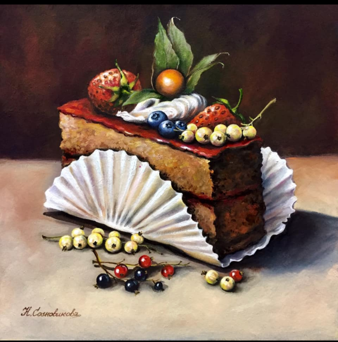 Картина Сосновикова Н. Ю. "Сладкая картина", 30x30, живопись, масло, натюрморт