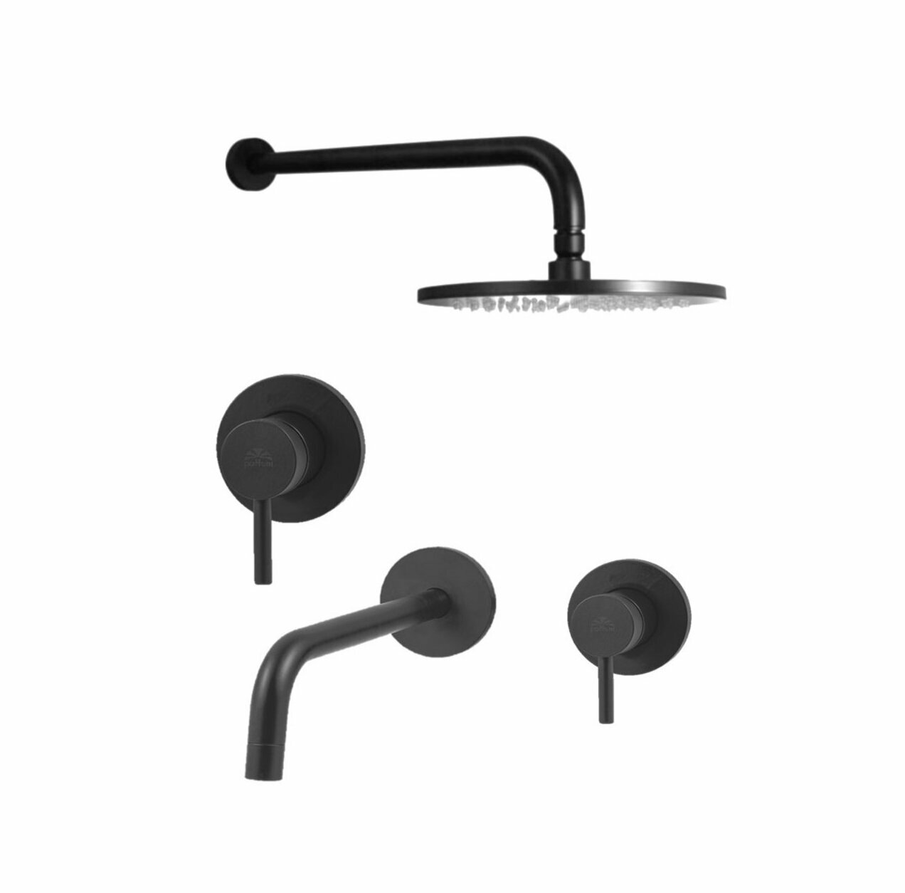 Комплект KITLIG011NO006 со встраиваемым смесителем для раковины LIG006NO70, смеситель для душа LIG011NO на 1 выход, душ 225мм, черный матовый, Paffoni