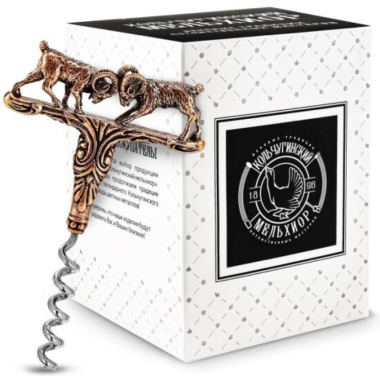 Штопор Кольчугинский Мельхиор "Противостояние" медный с чернью КМ1358ШТ06