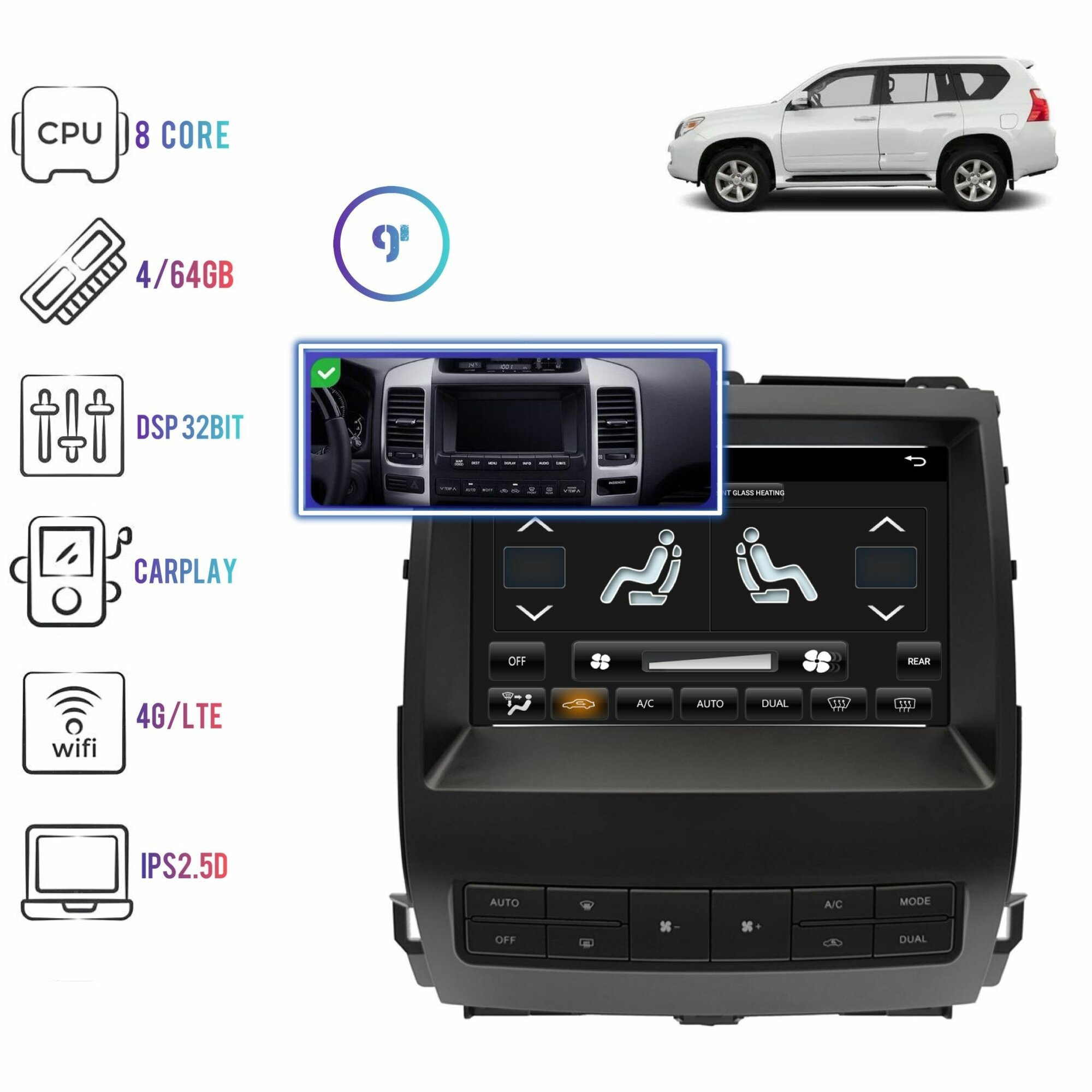 Магнитола XY AUTO, для Toyota TLC/Lexus GX, на Андроиде, 8 ядер, 64 Гб