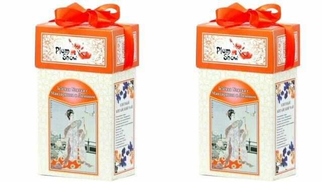 Plum Snow Чай листовой зеленый Зеленая Улитка с мандарином и лимоном,100 г, 2 уп