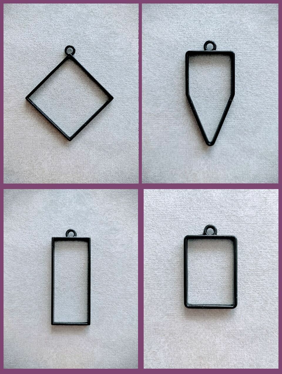 Формы кулоны для эпоксидной смолы. Рамки/контуры кулон-сеттинг, черный металл 4 шт