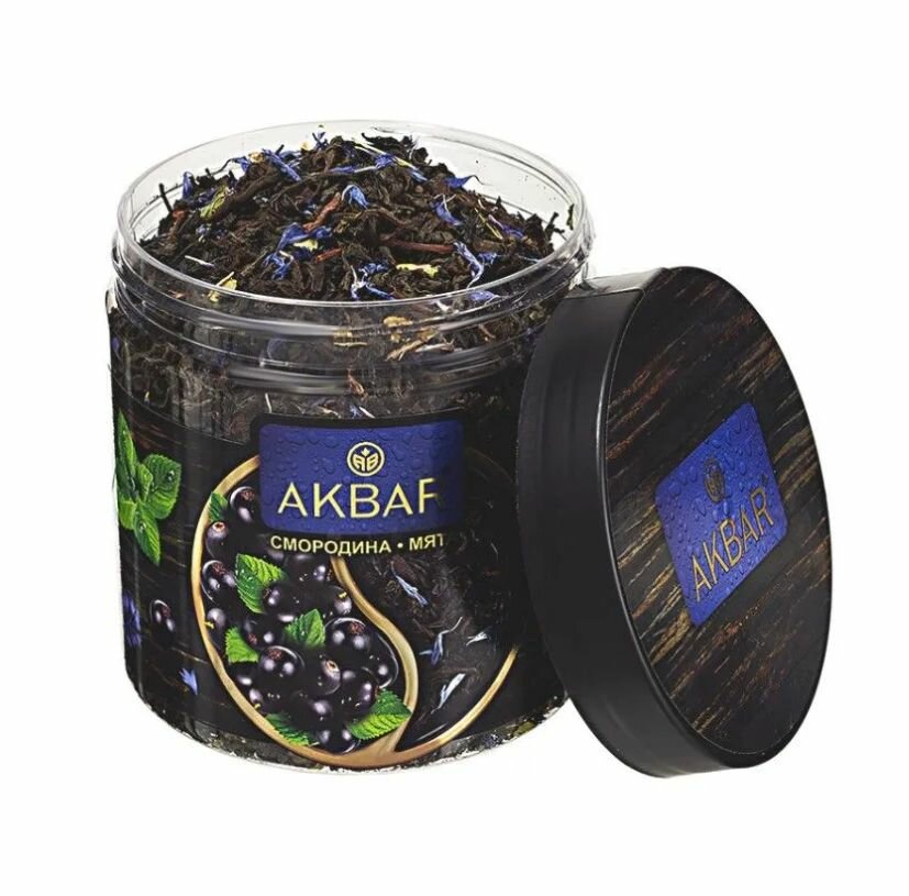 Akbar Чай черный листовой Смородина и мята, 100 г