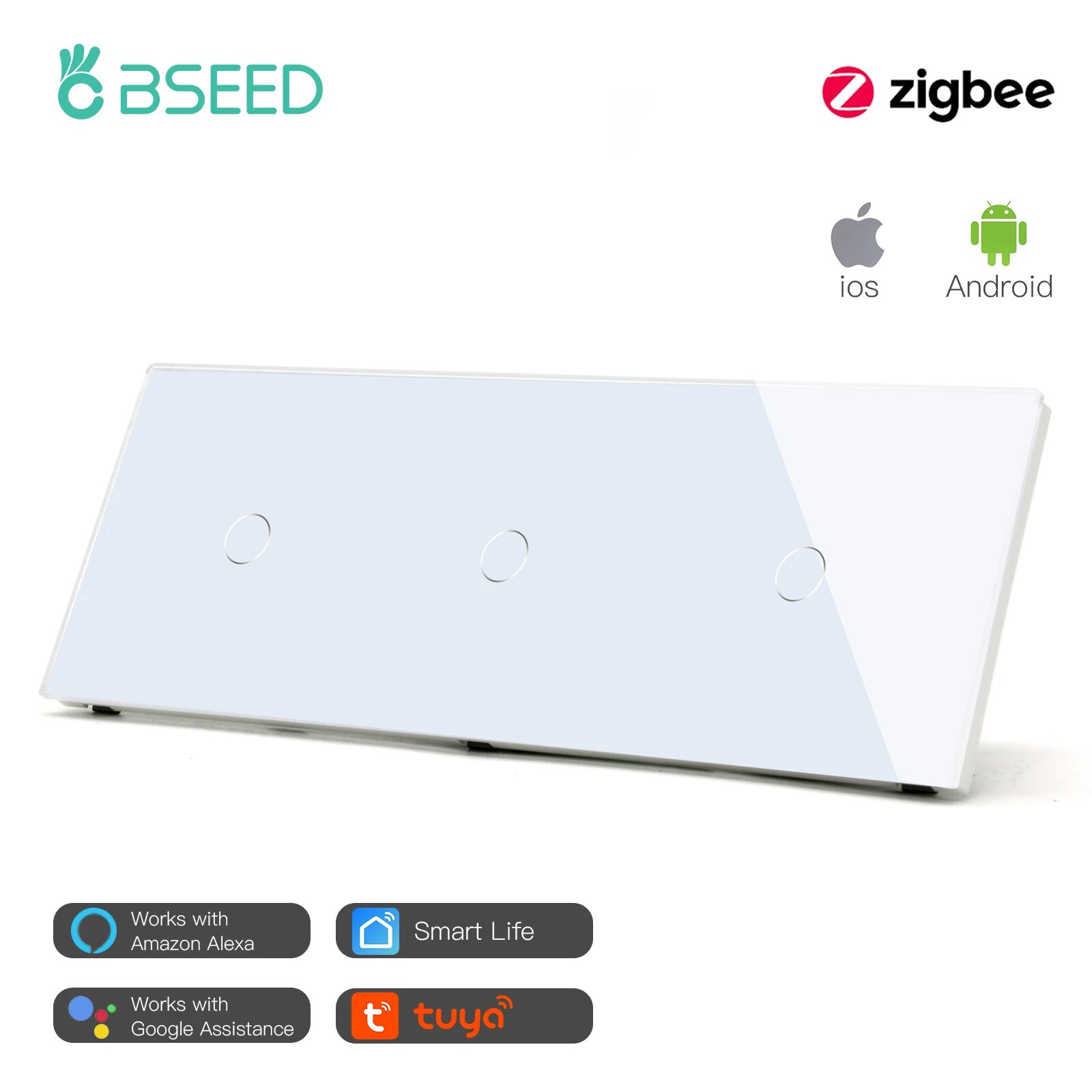 Умные выключатели BSEED тройные 1/2/3 клавиши Triple 1Gang White