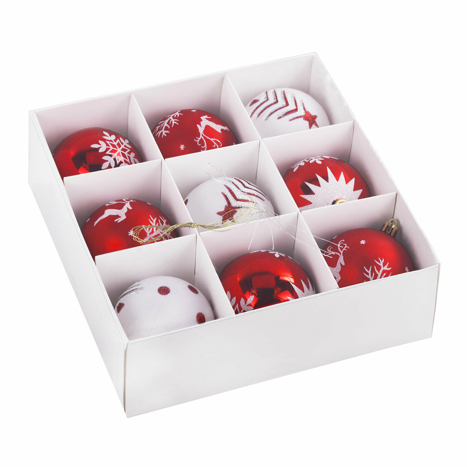 Золотая сказка Шары елочные 9 шт 8 см Русская Зима красный/белый 591986
