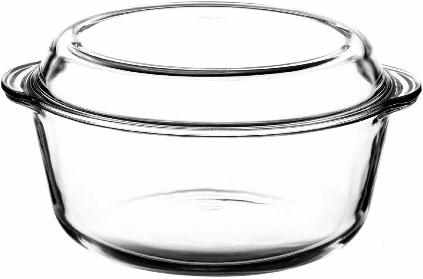 Кастрюля стеклянная Borcam / Боркам с крышкой прозрачная, 2л / посуда для СВЧ