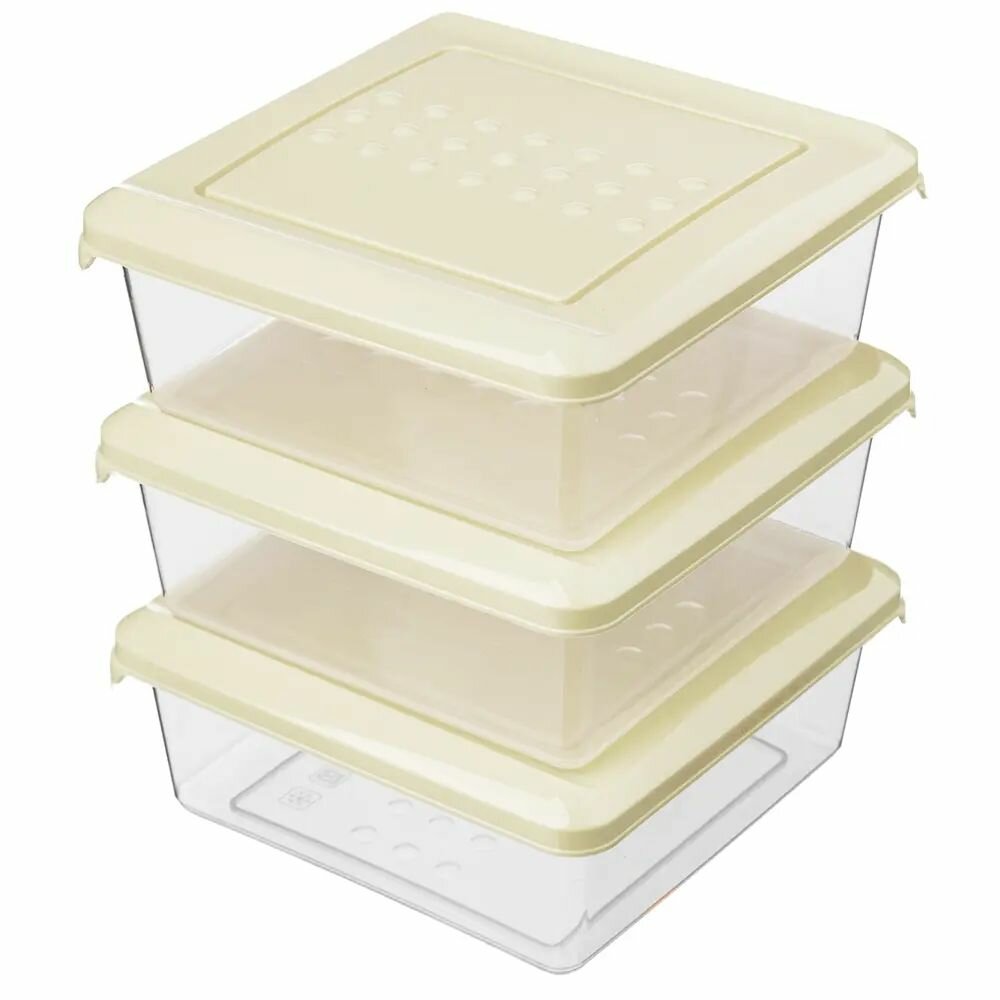 Контейнер для продуктов 500 мл полипропилен цвет бежевый 3 шт