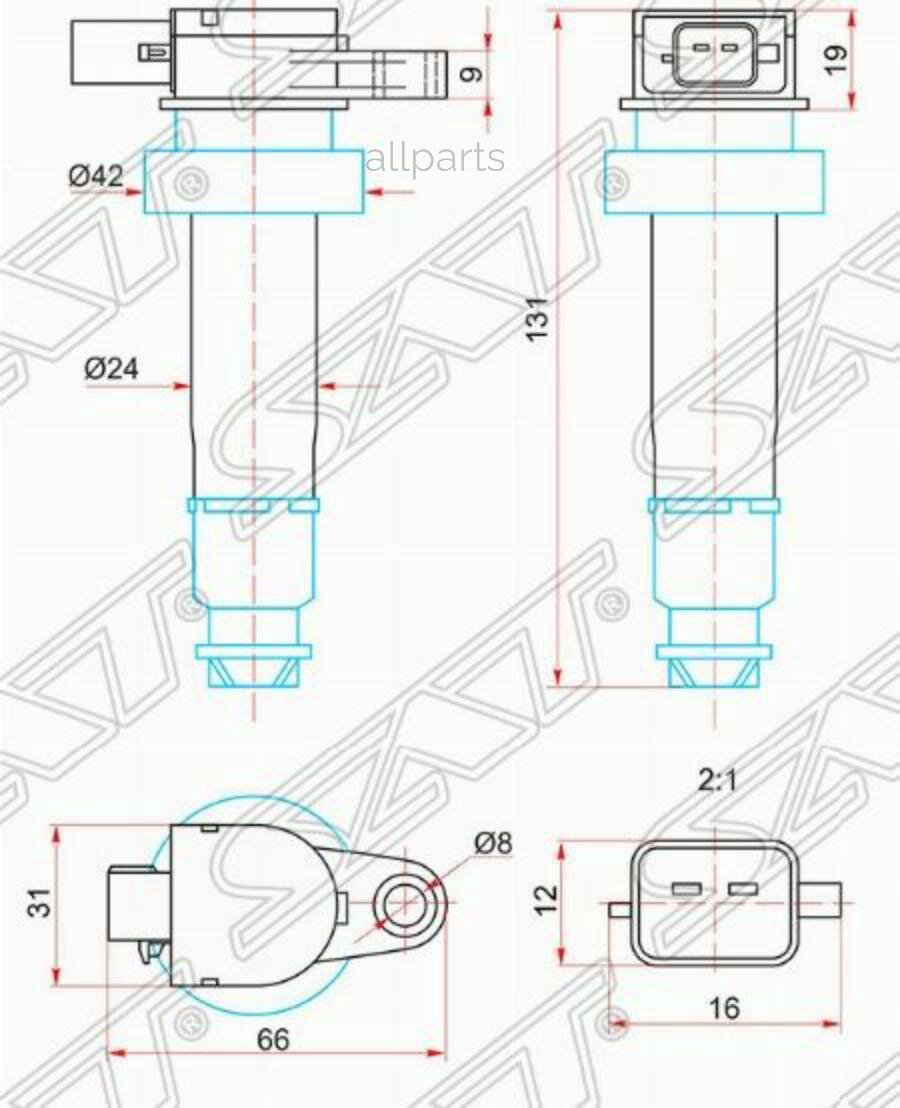 SAT ST-27301-2B000 Катушка зажигания Hyundai Elantra 06-12 / Kia Ceed 06-12 G4ED; G4FA; G4FC