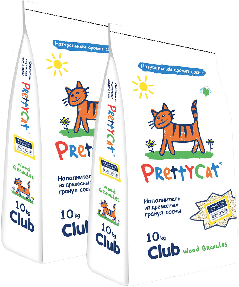 PRETTY CAT WOOD GRANULES наполнитель древесный для туалета кошек (10 + 10 кг)