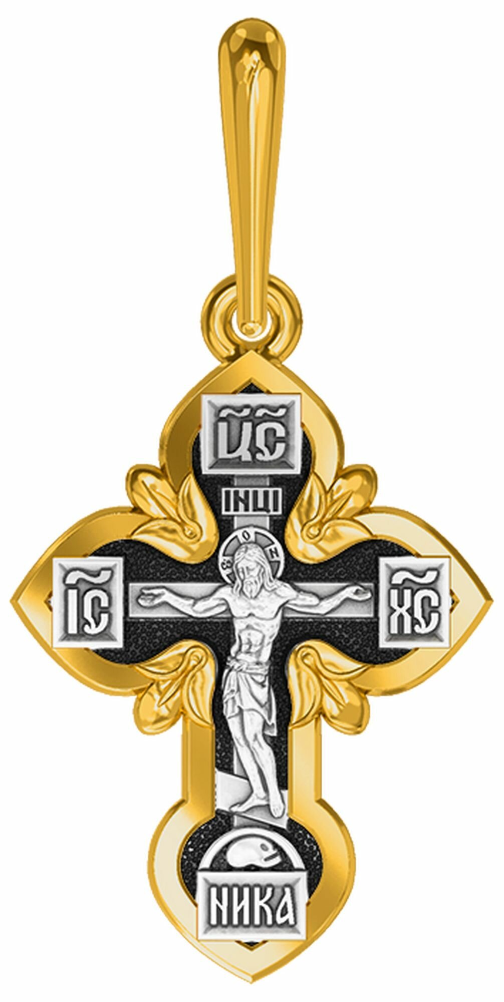 Крестик, серебро, 925 проба, золочение