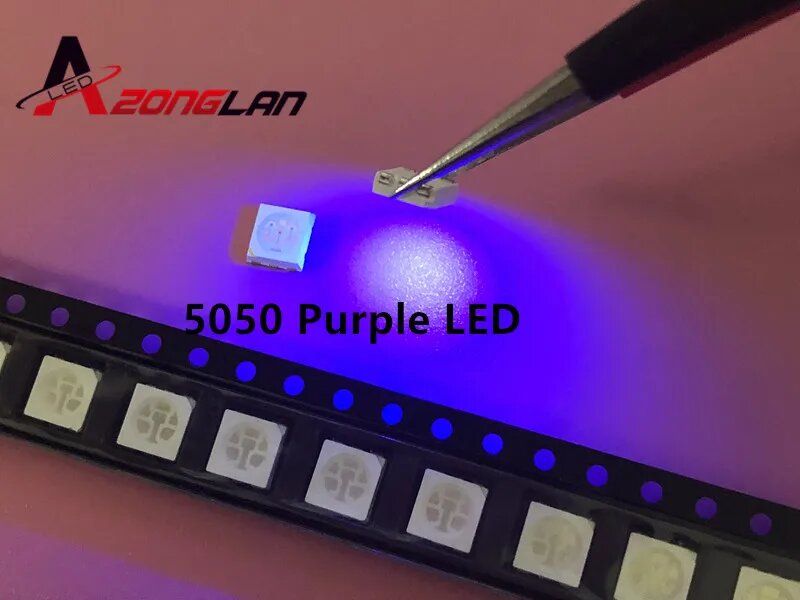 50 шт. ультра яркий 5050 светодиод SMD фиолетовый УФ-чип для поверхностного монтажа 20 мА светоизлучающий диод светодиод SMT лампа из бисера DIY практика