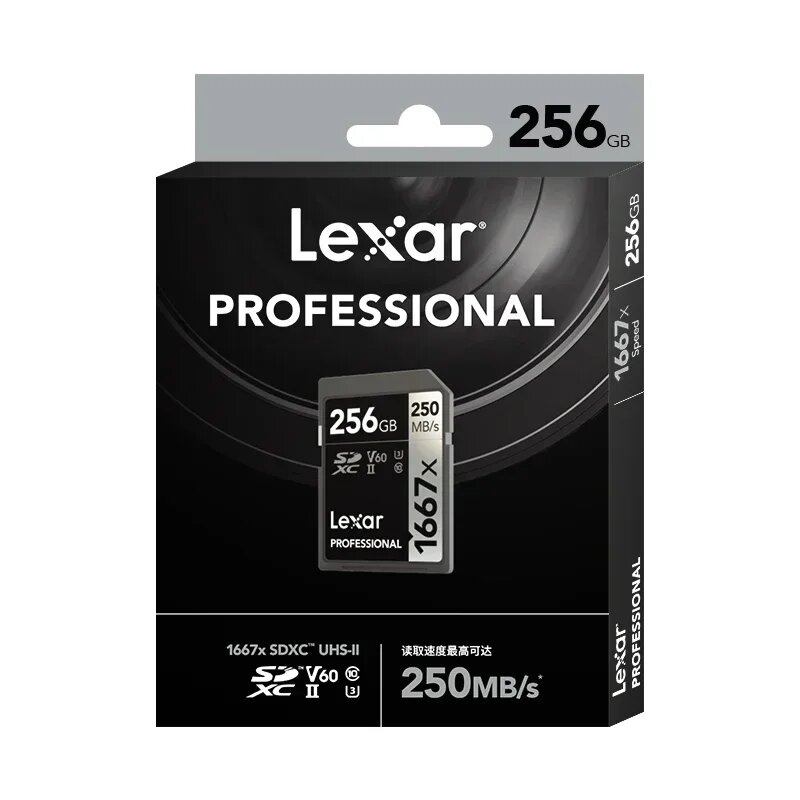 Lexar SD-карта 1667X 64/128/256 ГБ для камеры 256GB
