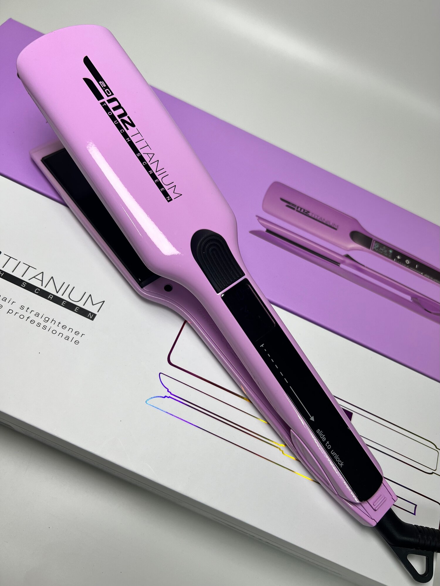 Утюжок MZ Titanium 2.0 титановые плавающие пластины розовый глянец