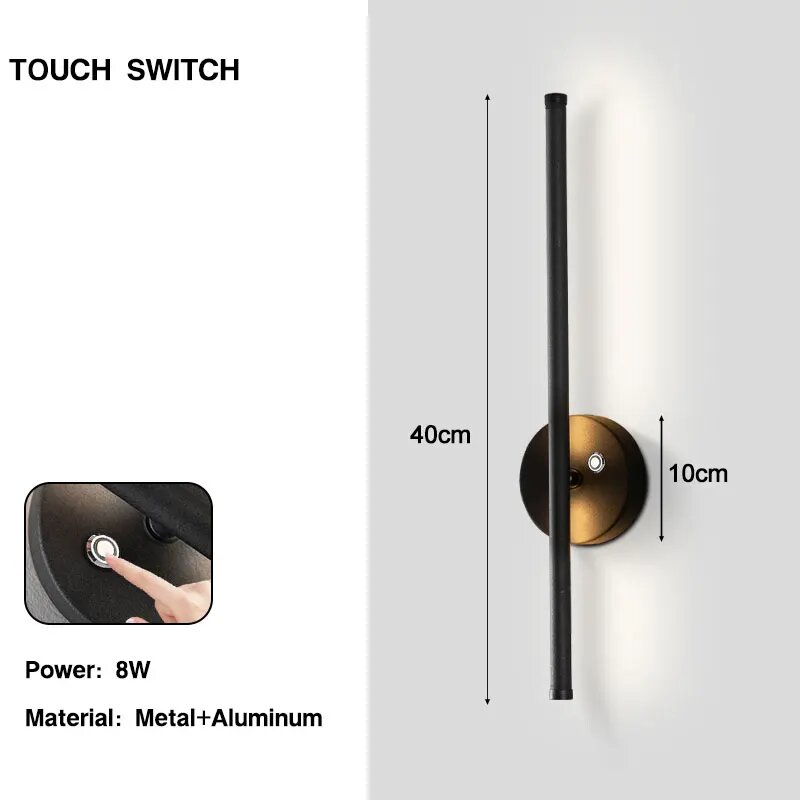 Настенный светильник черный, 40см, 8W, Neutral Light