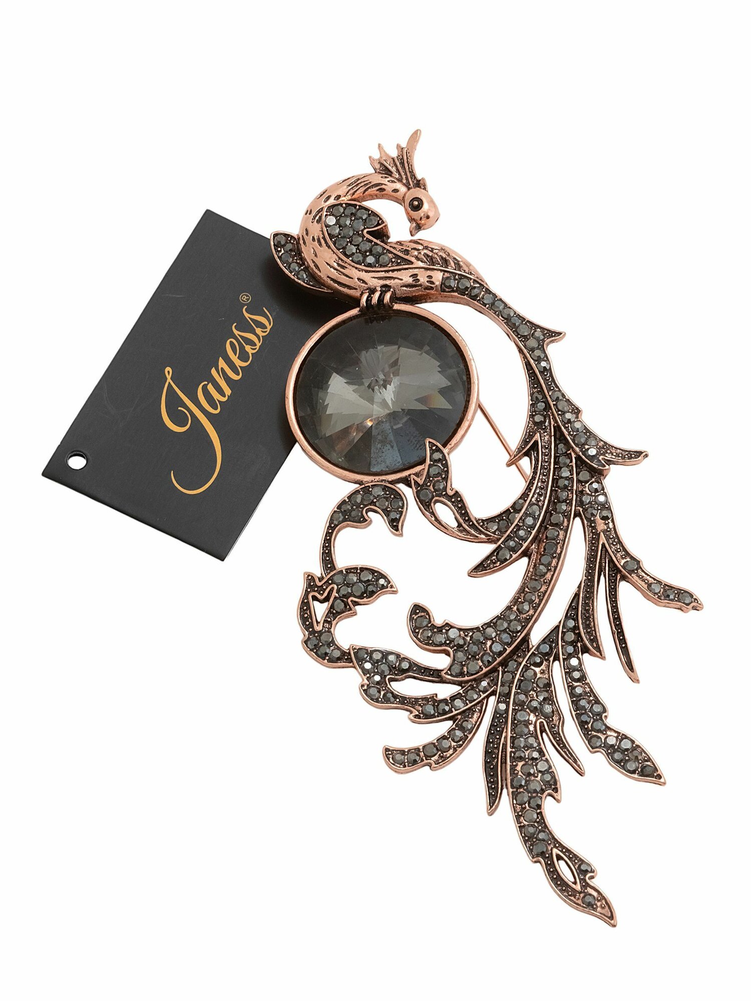 Брошь, раухтопаз синтетический, искусственный камень, стразы