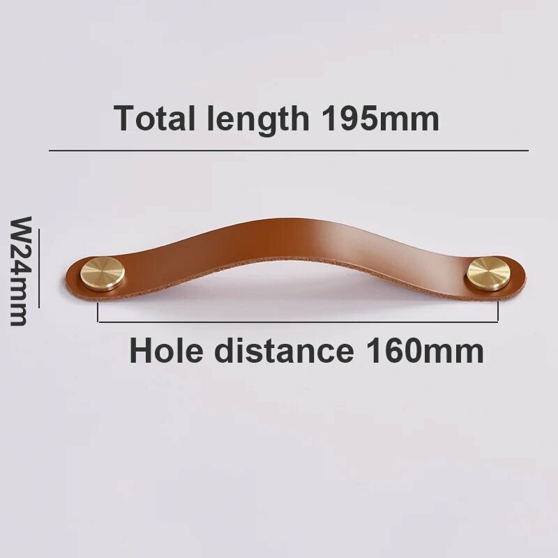 Ручки для шкафов кожаные 160mm-Gold Brass