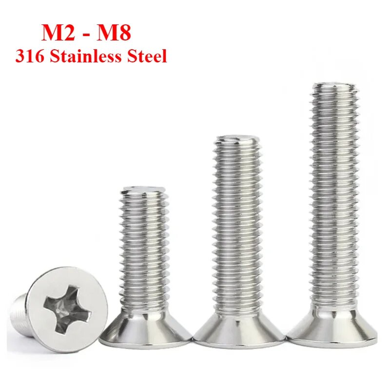 Стальные винты с плоской головкой M2-M8 M3-20pcs, 14 мм