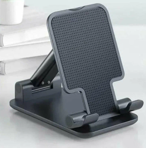 Устойчивая складная подставка для телефона на стол с регулировкой высоты и наклона, черная
