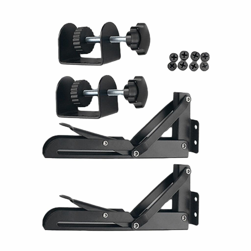 (1 комплект) Складной кронштейн без перфорации, опорный кронштейн для мыши и клавиатуры-черный маленький зажим