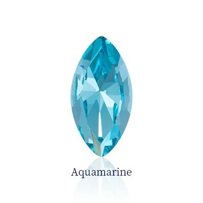 Голубые стеклянные стразы Aquamarine 7x15 мм (20 шт)