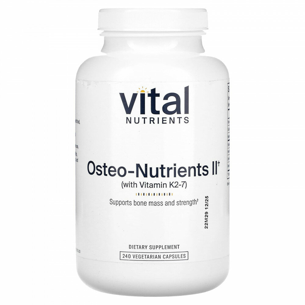 Vital Nutrients, Osteo-Nutrients II с витамином K2-7, 240 вегетарианских капсул
