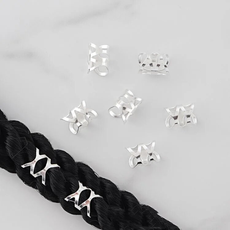 Набор серебряных колец для кос 50pcs NO.1