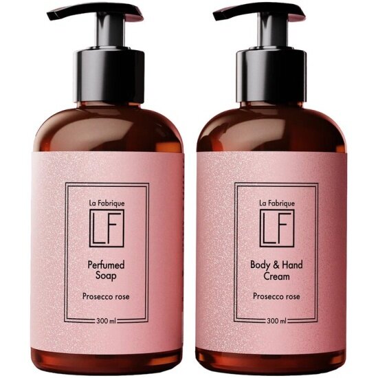 Подарочный набор LA Fabrique парфюмированные мыло и крем для рук и тела Розовое шампанское, 300 мл