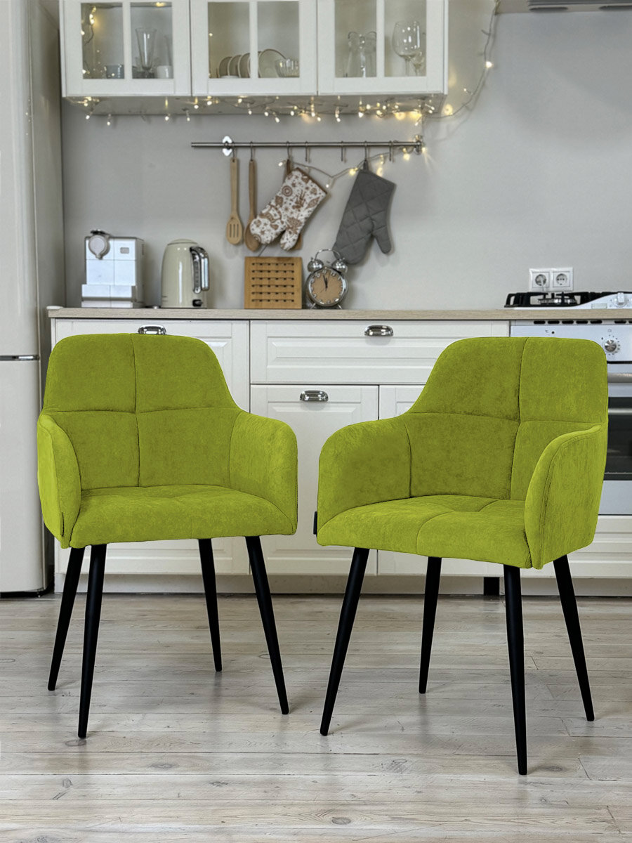 Стулья для кухни и гостиной Сеул комплект 2 шт мягкие салатовые велюр