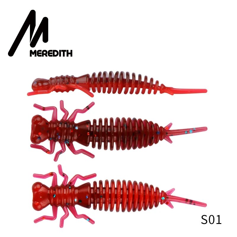 MEREDITH Larva Силиконовые приманки 50 мм, 62 мм, 85 мм Красный, 62mm 8pcs, S01