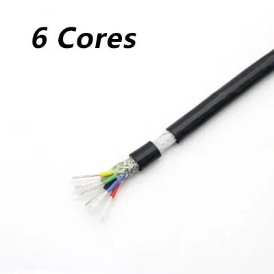 Экранированный провод из силикона 22-13 AWG 2-6 жил 22AWG Sq 0.3mm, Black x 6 Cores