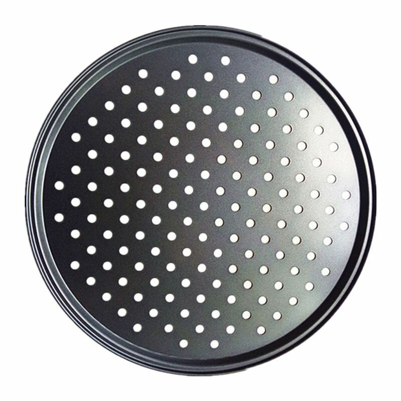 9/10/11/12-дюймовая перфорированная форма для пиццы, Черный - 28cm