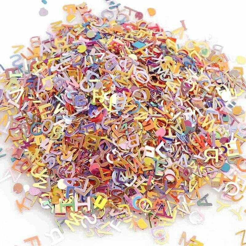 3D буквы для ногтей с блестками, голографический английский алфавит украшения лица своими руками