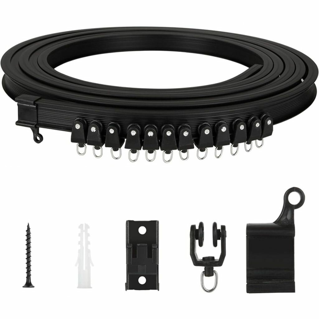 Комплекты гибких карнизов для штор, 5-метровые потолочные направляющие с роликами и кронштейнами драпировок, перегородок дома или офиса