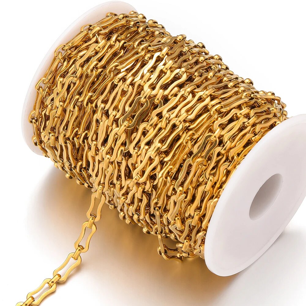 Золотистые квадратные цепи из нержавеющей стали Oklayn для изготовления украшений Gold