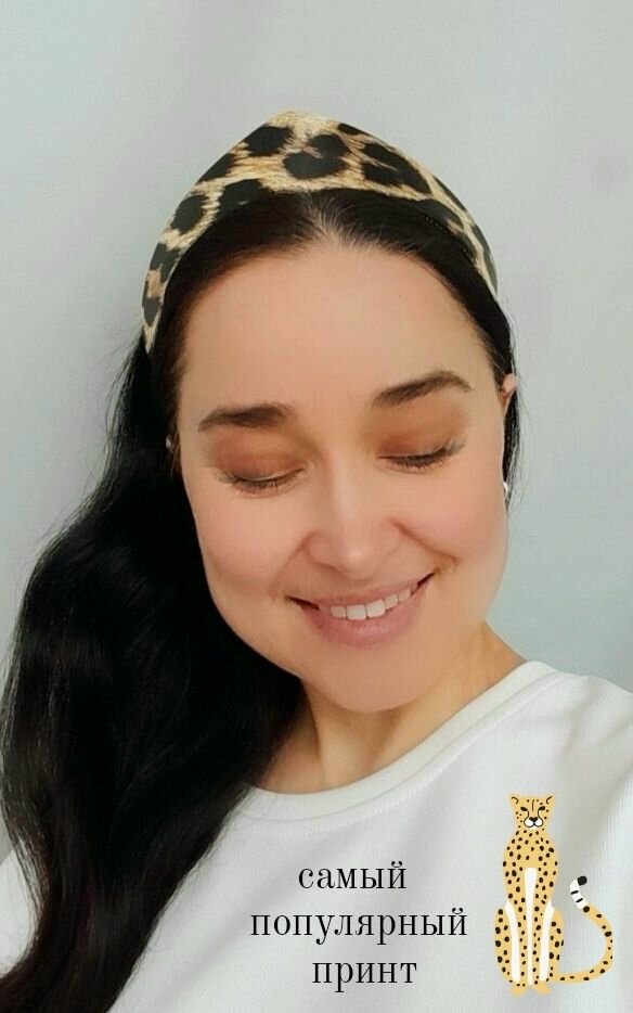 Ободок-кокошник, леопардовый, ручная работа, итальянская эко-кожа