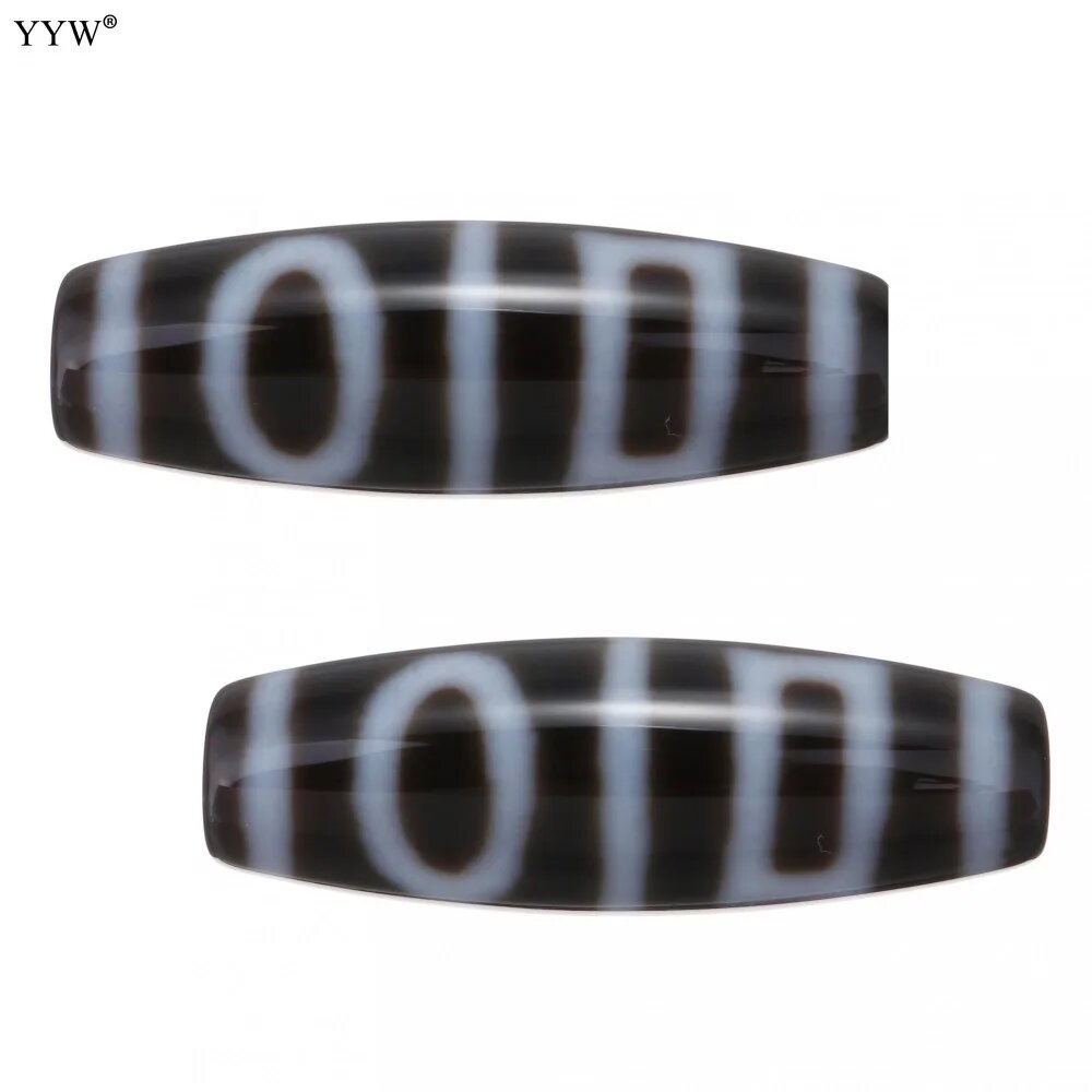 Натуральные тибетские бусины Дзи Агат 12x38 мм