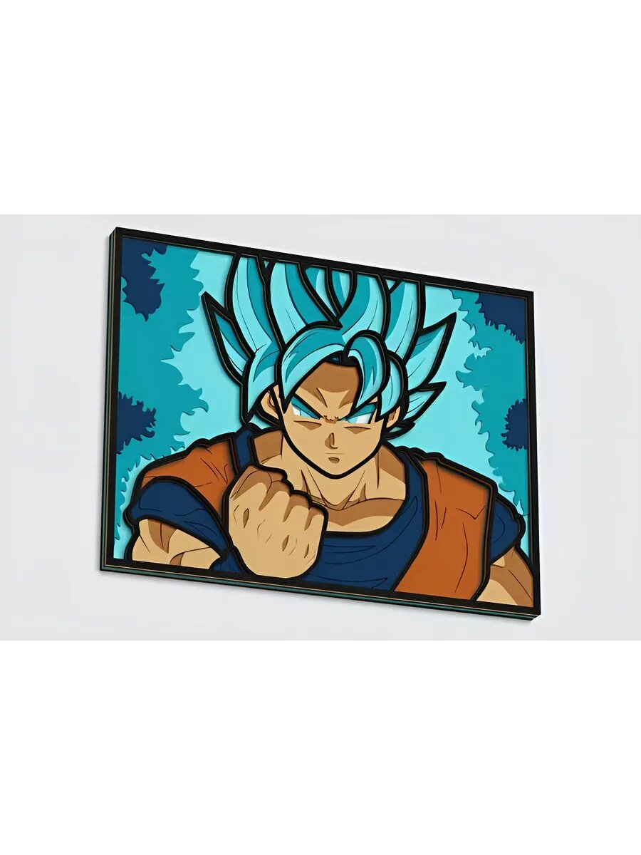 3D Картина по номерам из дерева Супер Саян Синий, 30x23 см