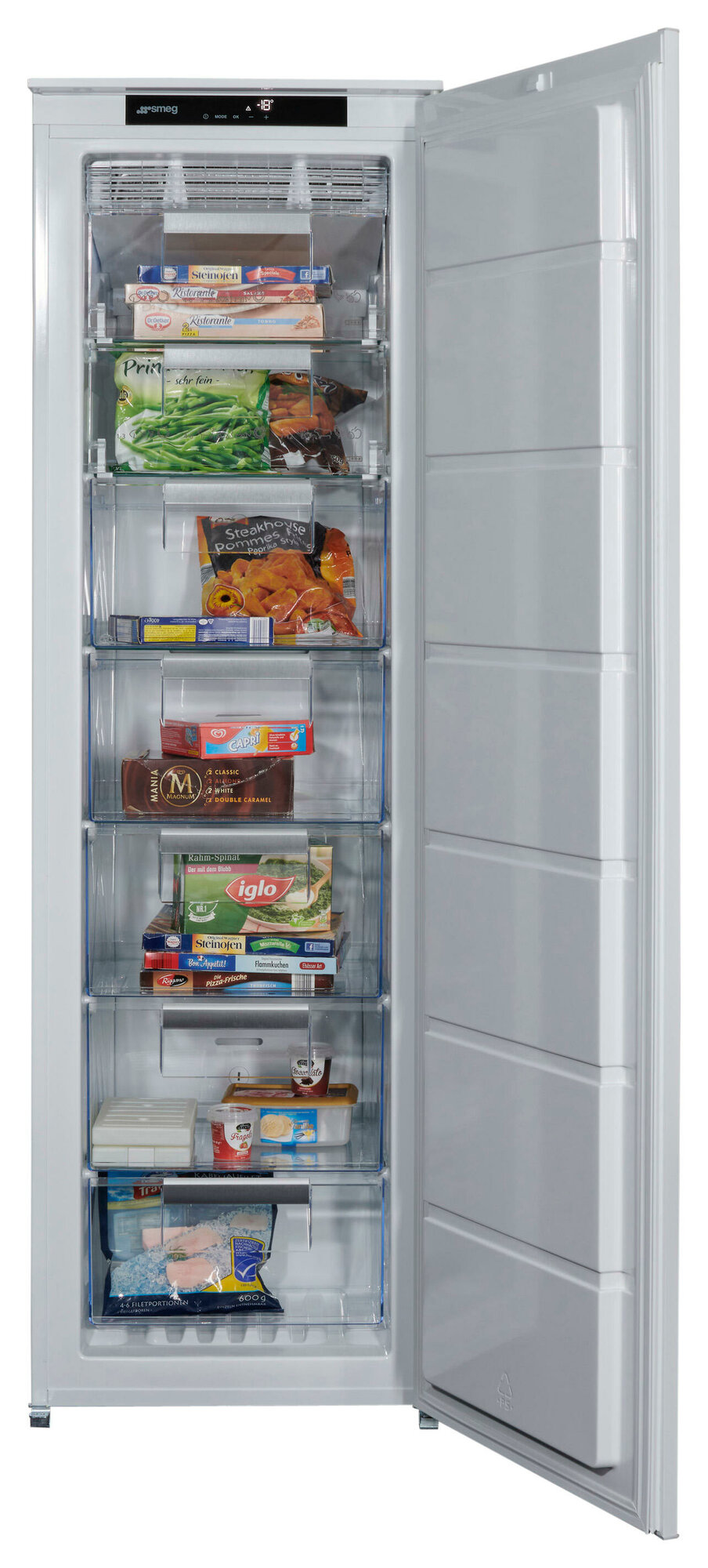 Морозильный шкаф Smeg S8F174NE, 204л, No Frost, однокамерный, встраиваемый, белый