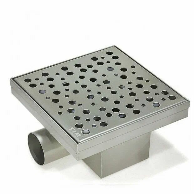 Трап душевой под плитку горизонтальный (защита от запаха: сухой+гидрозатвор) 15х15 см TIM