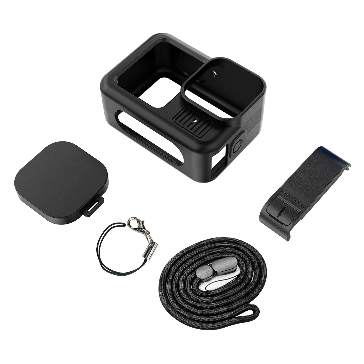 Для gopro hero 13, черный чехол для аксессуаров, защитный корпус, защитная оболочка, резиновый силиконовый + ремешок для крышки объектива для go pro Hero13