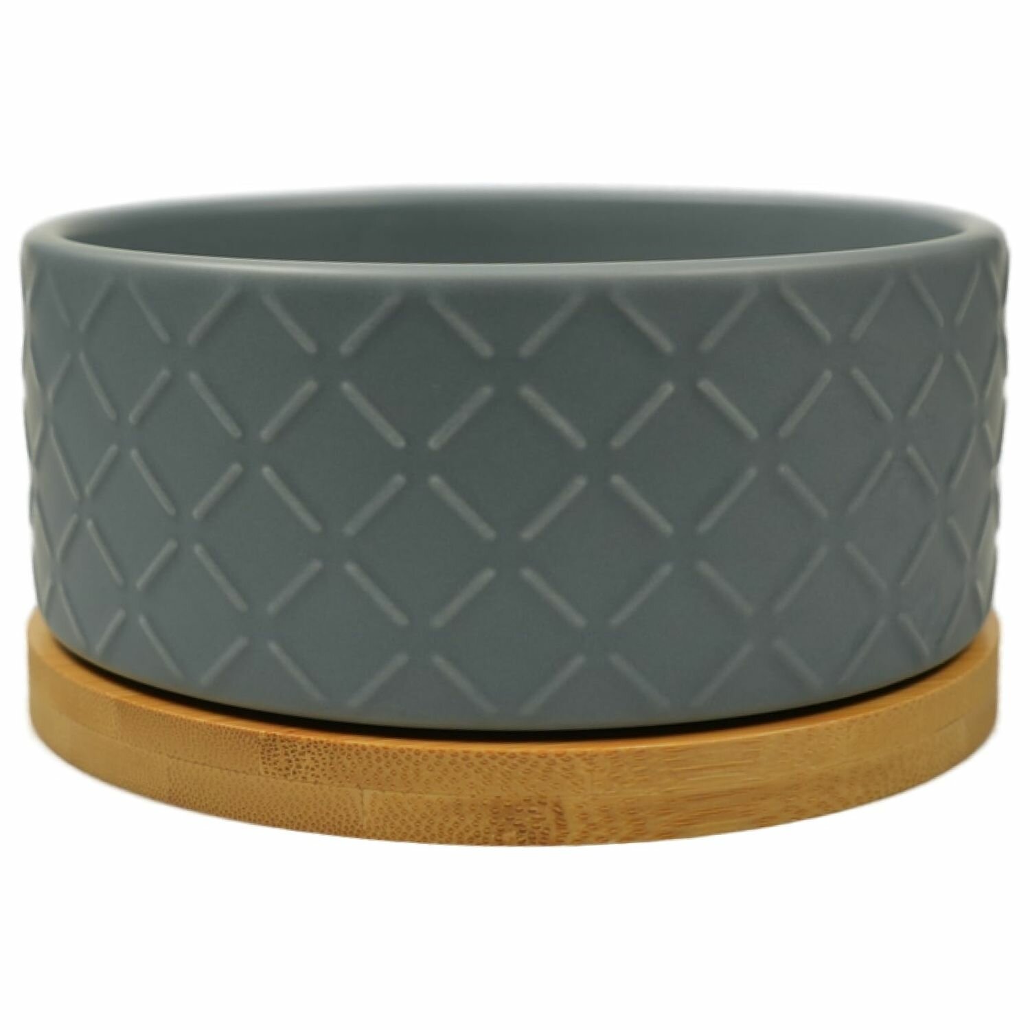 Миска Mr.Kranch Bamboo керамическая серая на бамбуковой подставке 860 мл VLT-MKR543653