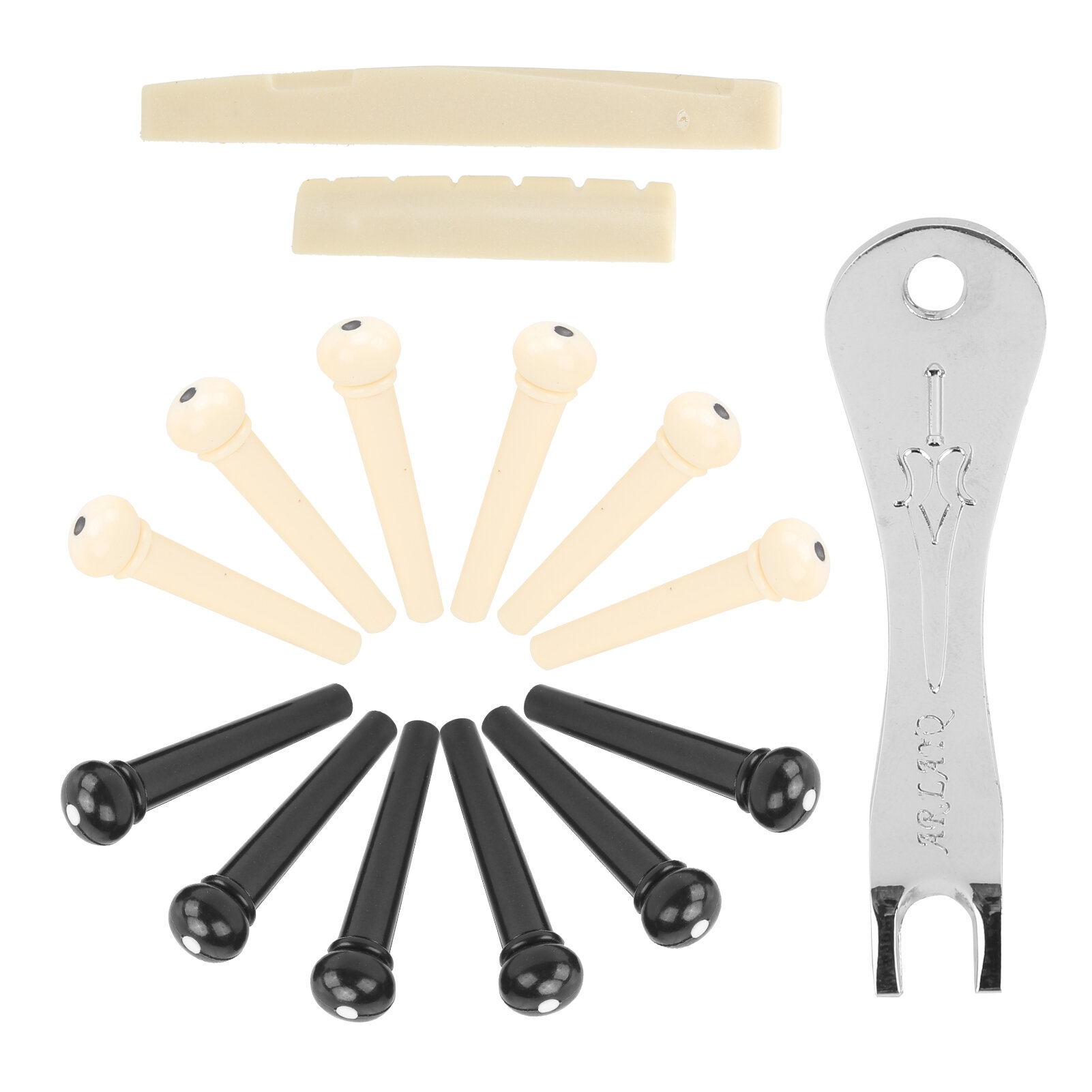 Набор из 12 шт. штифтов для бриджа акустической гитары, комплект колков для струн, аксессуары с инструментом для снятия порожка.