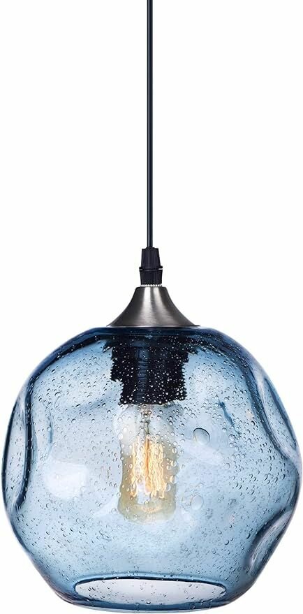 Стеклянная люстра, современная сферическая потолочная люстра из органического синего пузыря