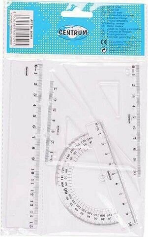 Набор чертежный Centrum 4 предмета, линейка 15 см, транспортир, 2 уголка (80949)