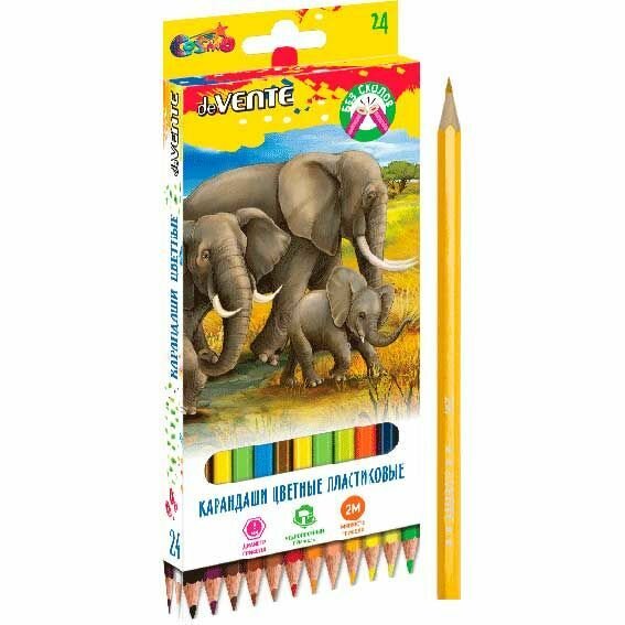 Цветные карандаши deVENTE "Животный мир", 24 оттенка, пластик (5024311)
