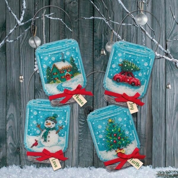 Набор для вышивания DIMENSIONS "Рождественские украшения в банке", мулине, канва (70-08997)