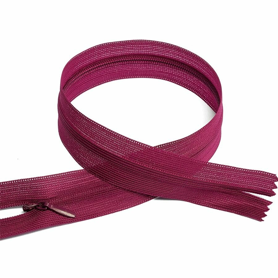 Молния MaxZipper пластмассовая, потайная, 50 см, цвет F177, бордо, упаковка 50 штук