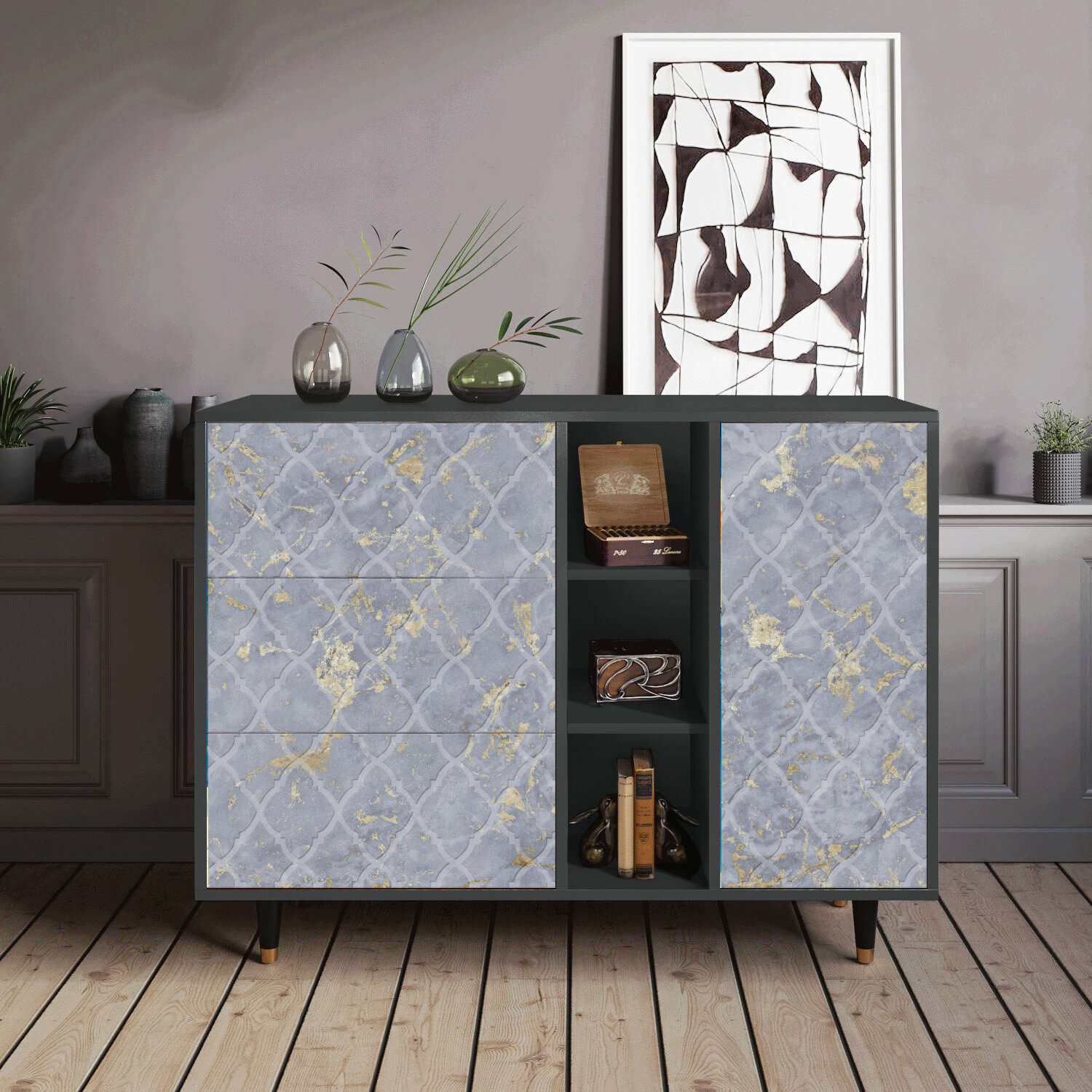 Комод - STORYZ - BS2 Golden Smoke, Разер - 125 x 97 x 48 см , Цвет корпуса - Антрацит